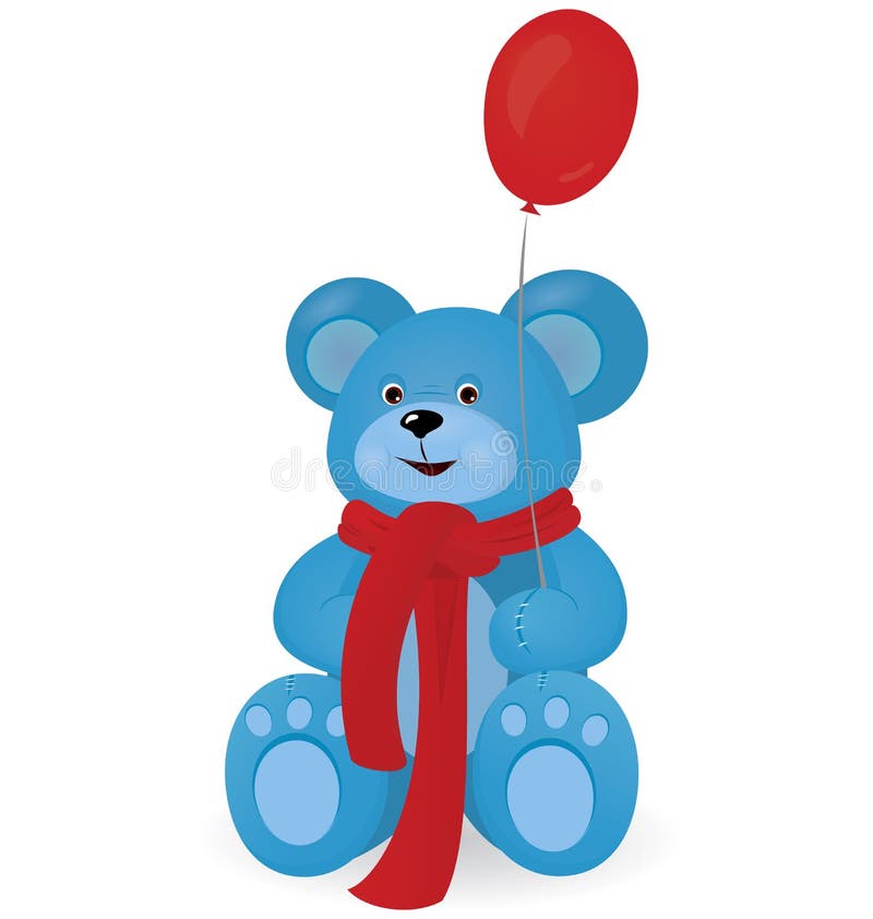 Teddybeer Met Blauwe Ballon Stock Illustratie - Illustratie bestaande uit speelgoed, draag: 8751898
