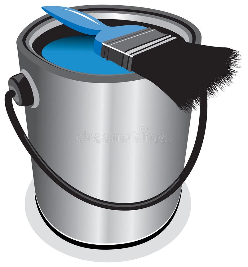 Het Blauwe Verf Gieten Van Emmer Stock Illustratie - Illustration of ...