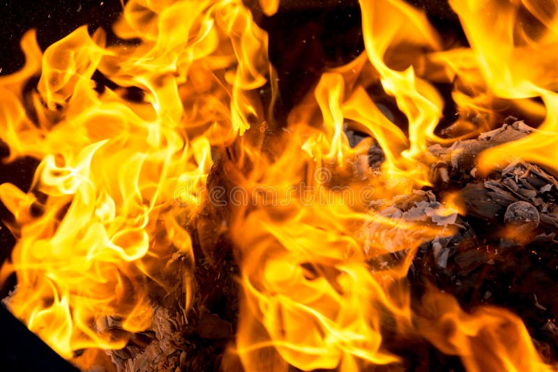 Blaze Fire Flame on Black Background Stock Photo - Image of detail ...