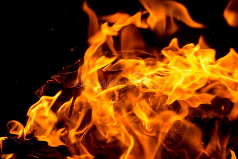 Blaze Fire Flame on Black Background Stock Image - Image of explosion ...