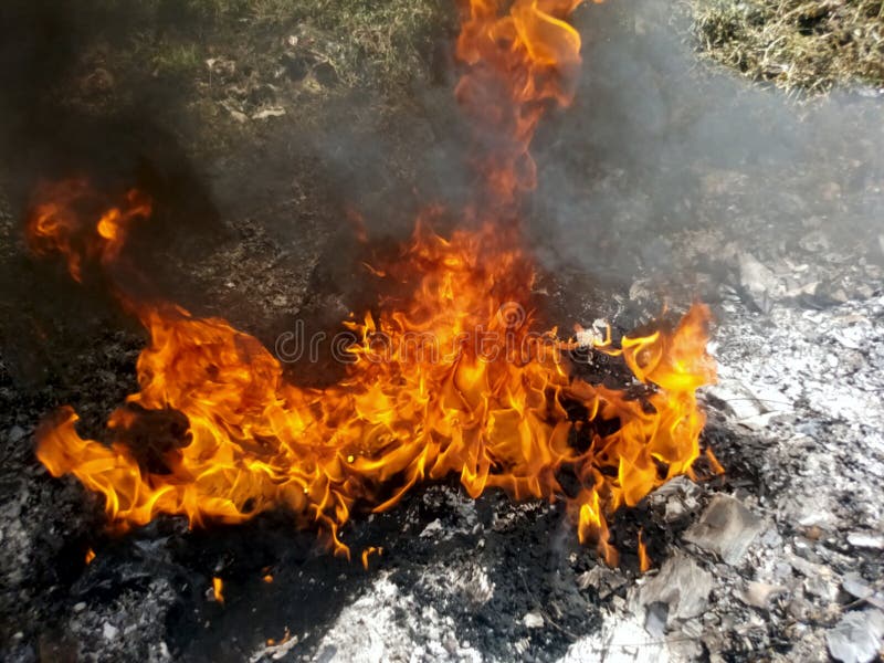 Blaze Fire and Flame Texture Background. Fire with Black Smoke Dust and ...