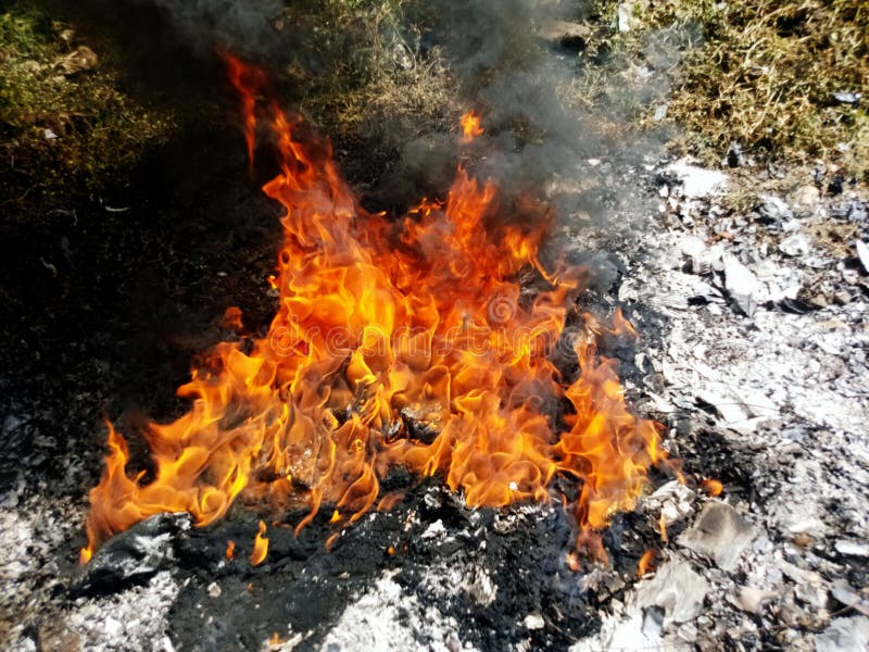 Blaze Fire and Flame Texture Background. Fire with Black Smoke Dust and ...