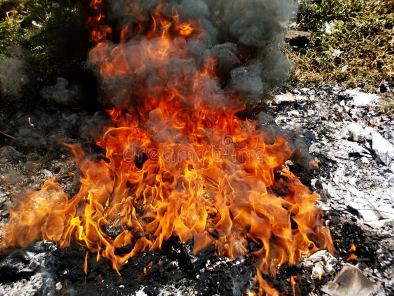 Blaze Fire and Flame Texture Background. Fire with Black Smoke Dust and ...