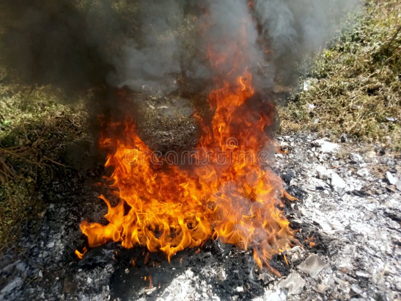 Blaze Fire and Flame Texture Background. Fire with Black Smoke Dust and ...
