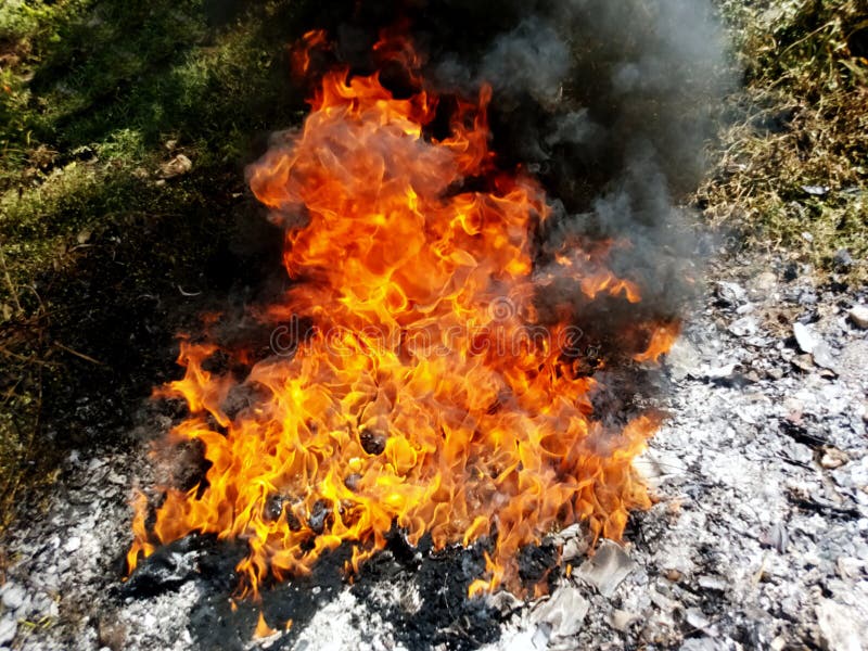 Blaze Fire and Flame Texture Background. Fire with Black Smoke Dust and ...