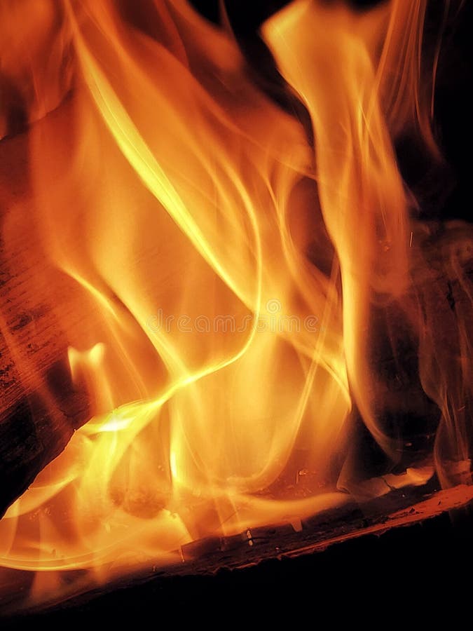 Blazing Bright Fire from Firewood in the Fireplace Stock Photo - Image ...