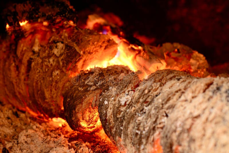 Blazing Burning Logs in the Fireplace Stock Photo - Image of orange ...