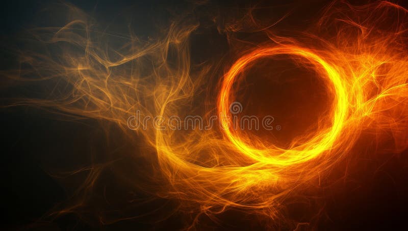 A Blazing Circle of Fire Against a Black Backdrop, with Blurred Motion ...