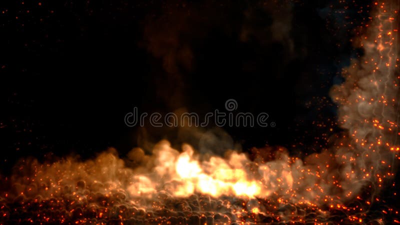 Blazing Clouds Frame Backdrop with Fire at Right and Bottom - Abstract ...