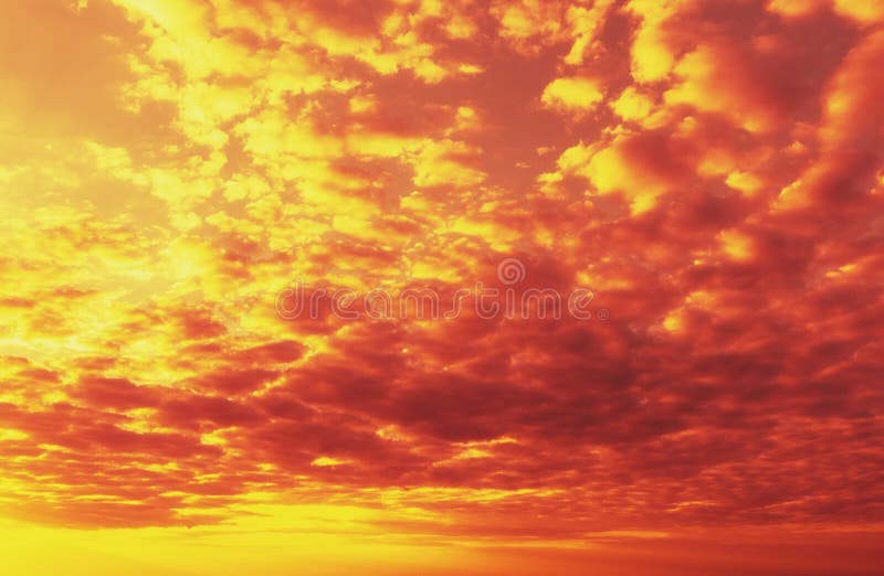 Blazing Cloudy Sky at Sunset Stock Image - Image of environment, light ...