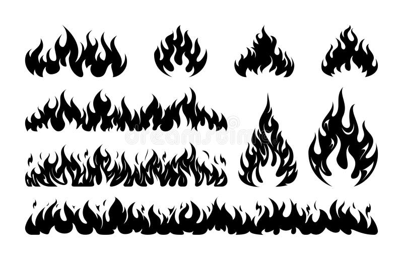 Blazing Fire Border. Abstract Flame Clipart Template Stock Illustration ...