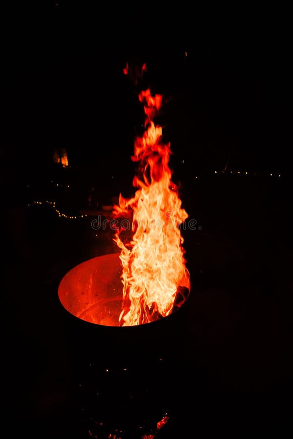 Blazing Fire Burning in a Barrel Stock Photo - Image of dark, flammable ...