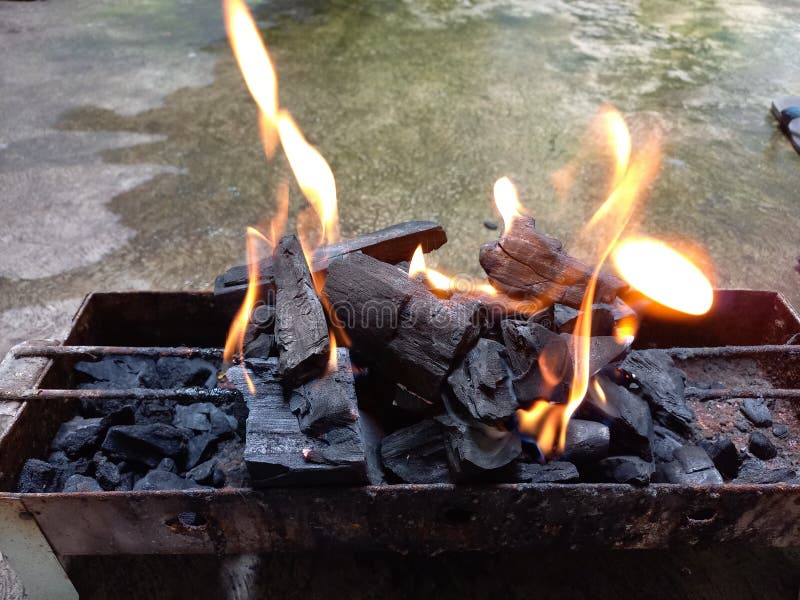 A Blazing Fire is Hot and Burning Stock Image - Image of quail, dish ...