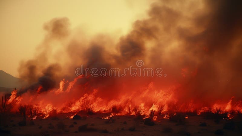 A Blazing Fire in an Open Field Stock Photo - Image of generated ...