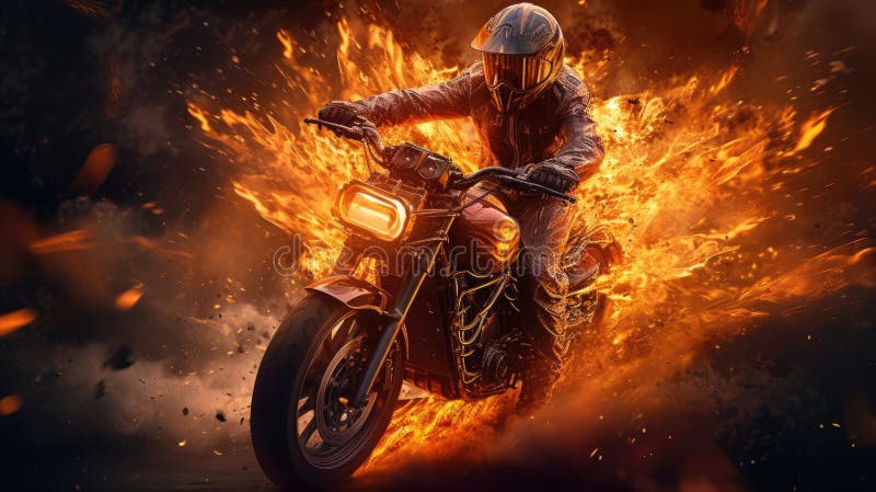Blazing Fire Ride Artwork stock illustration. Illustration of ...