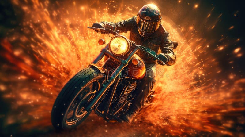 Blazing Fire Ride Artwork stock illustration. Illustration of scene ...