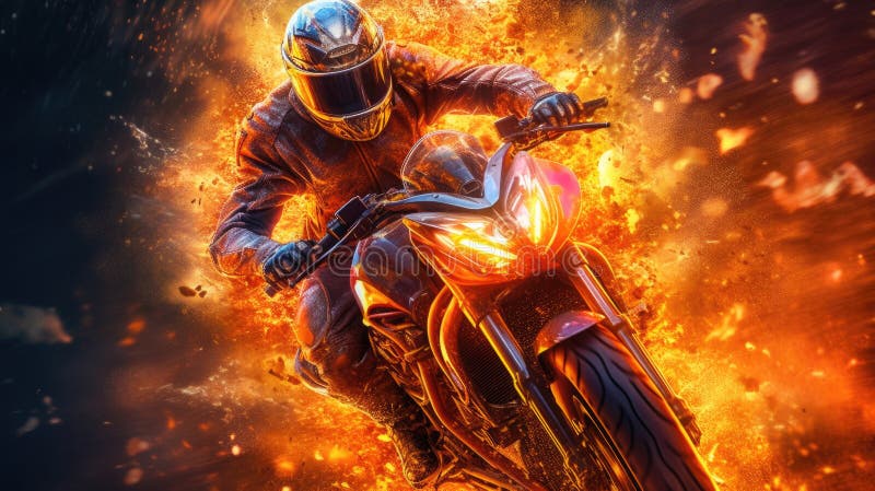 Blazing Fire Ride Artwork stock illustration. Illustration of thrill ...