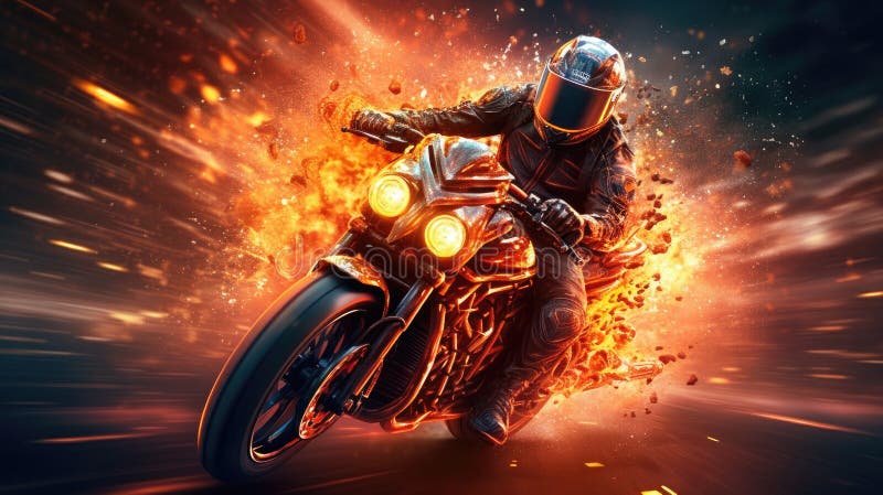Blazing Fire Ride Artwork stock illustration. Illustration of scene ...