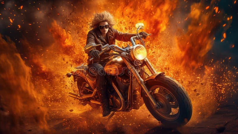 Blazing Fire Ride Artwork stock illustration. Illustration of intensity ...
