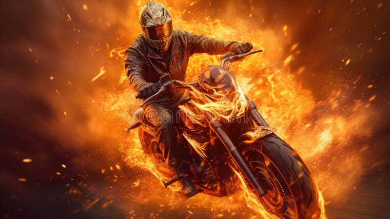 Blazing Fire Ride Artwork stock illustration. Illustration of scene ...
