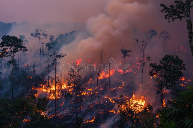 A Blazing Fire in the Woods Stock Image - Image of scenery, flames ...