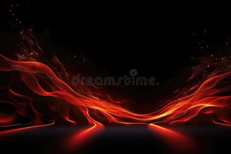 Blazing Flames and Fiery Road Against Black Background Stock ...