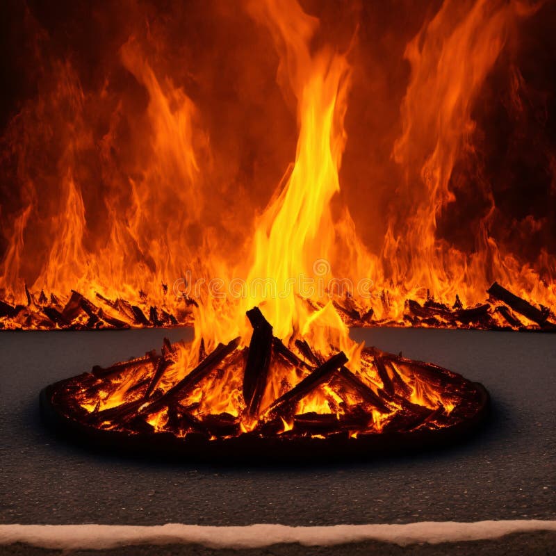 Blazing Flames and Road on Fire Over Black Background. Generative AI ...