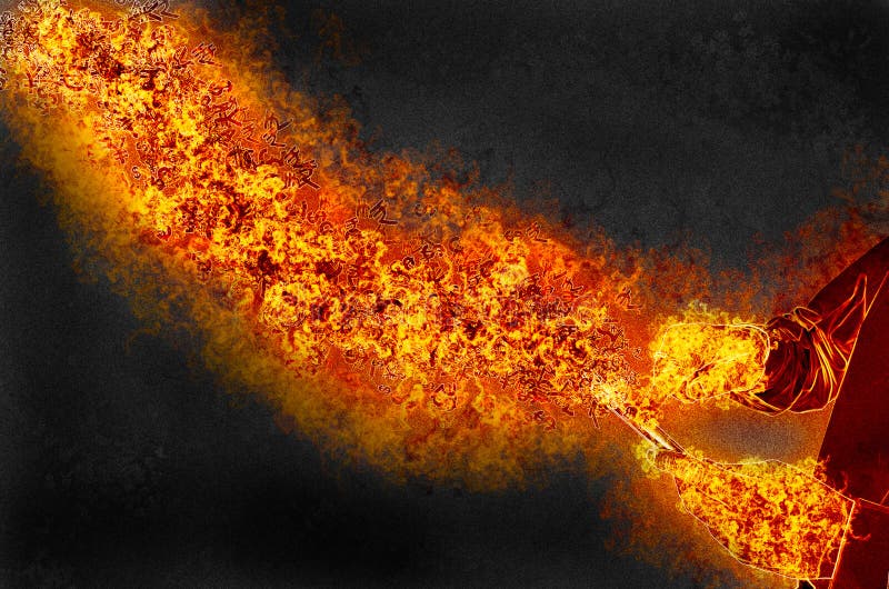 Abstract Fire Blazing Hands Touching Smartphone Device Stock ...