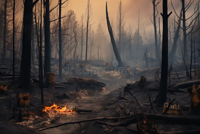 Blazing Inferno: the Wrath of a Forest Fire Stock Illustration ...