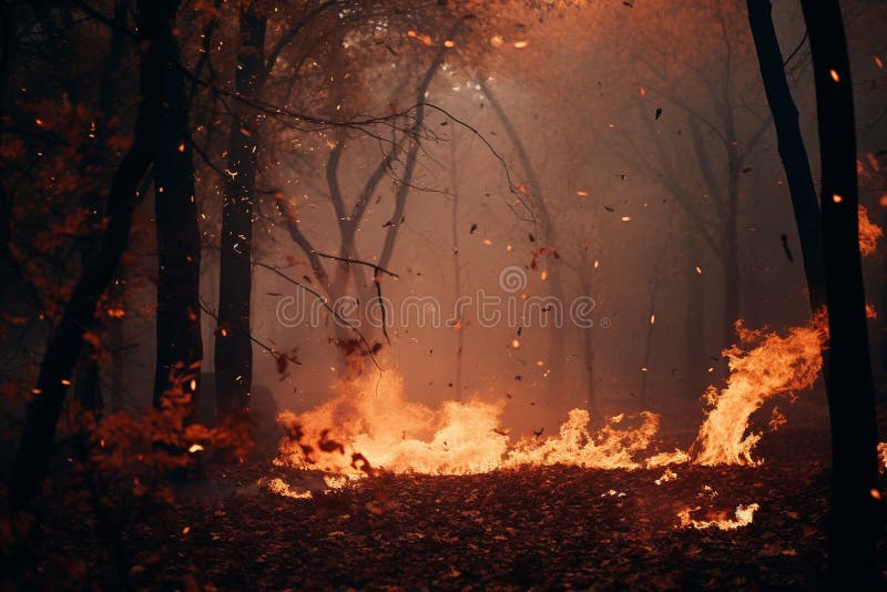 Blazing Inferno: the Wrath of a Forest Fire Stock Illustration ...