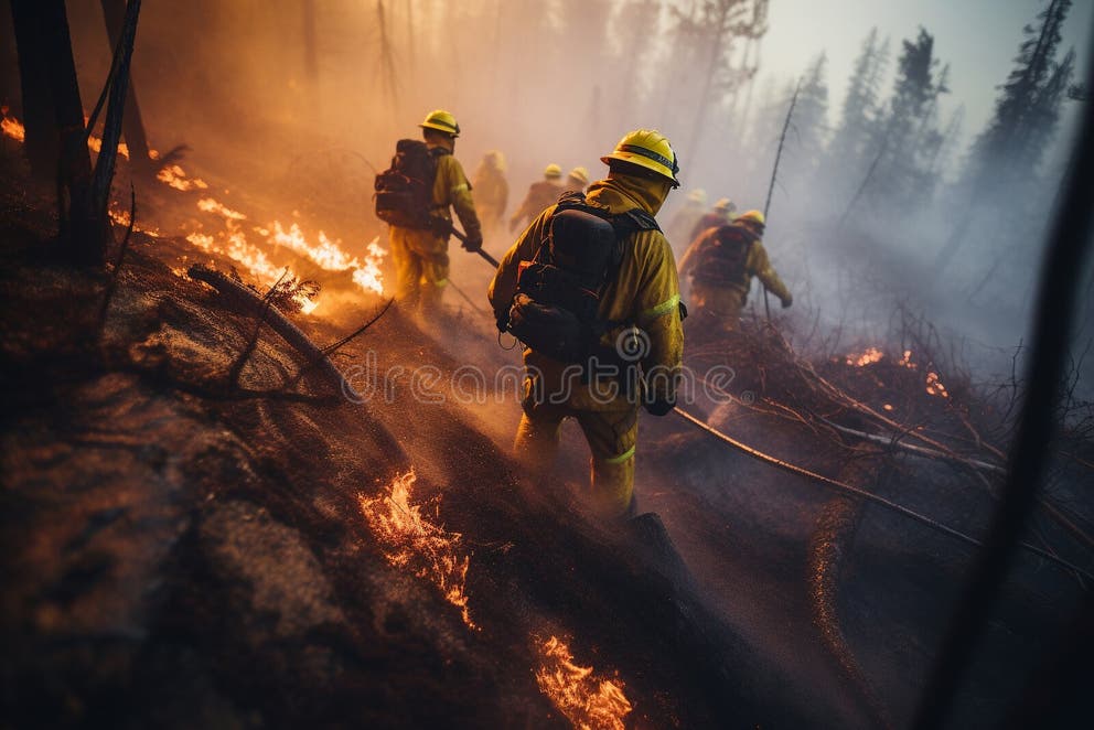 Blazing Inferno: the Wrath of a Forest Fire Stock Illustration ...