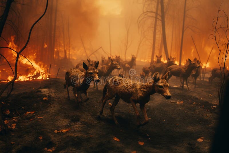 Blazing Inferno: the Wrath of a Forest Fire Stock Illustration ...