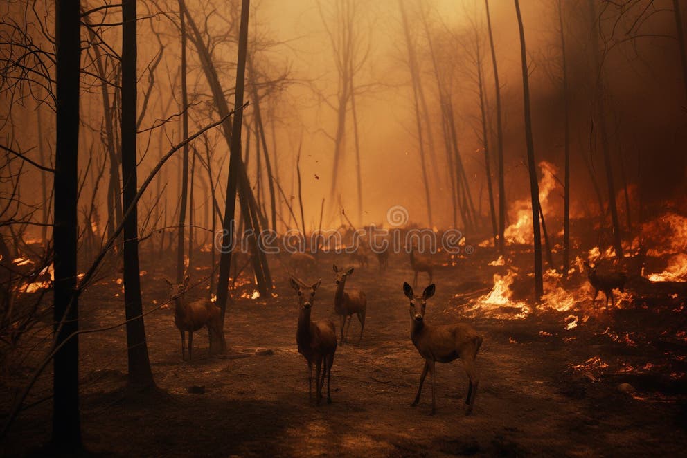 Blazing Inferno: the Wrath of a Forest Fire Stock Illustration ...