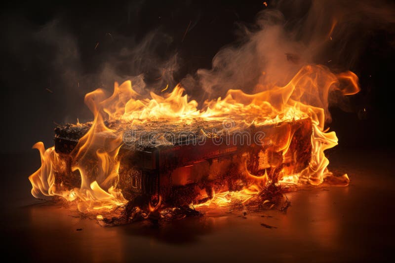 Blazing Lithium Battery Fire. Generate Ai Stock Illustration ...