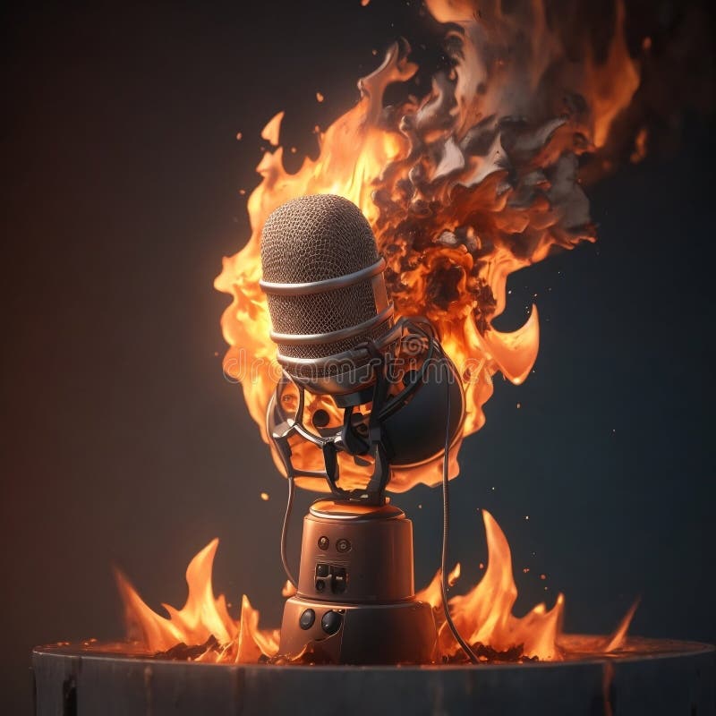 Microphone on fire stock illustration. Illustration of heat - 288499332