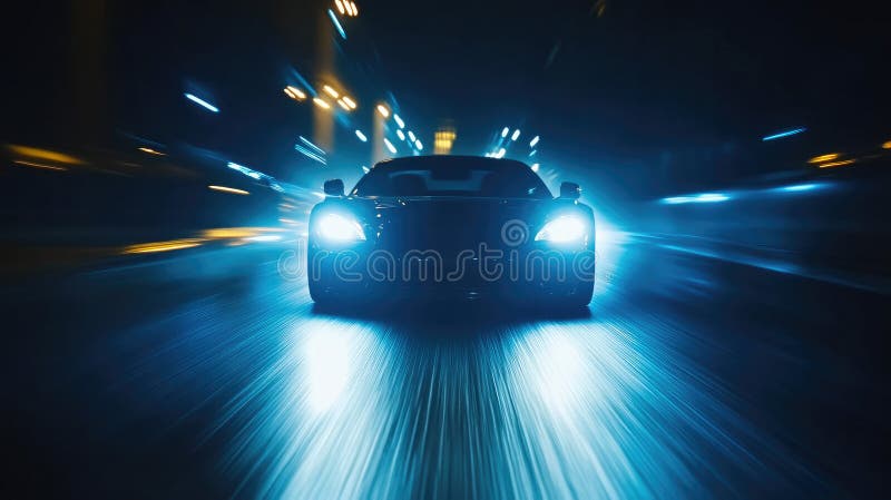 Blazing through the Night: Sport Car in Full Speed. Stock Illustration ...