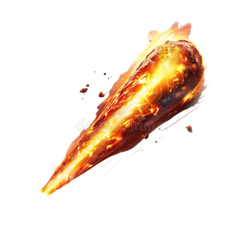 A Blazing Oval Shaped Meteor Isolated Against a Transparent Backdrop ...