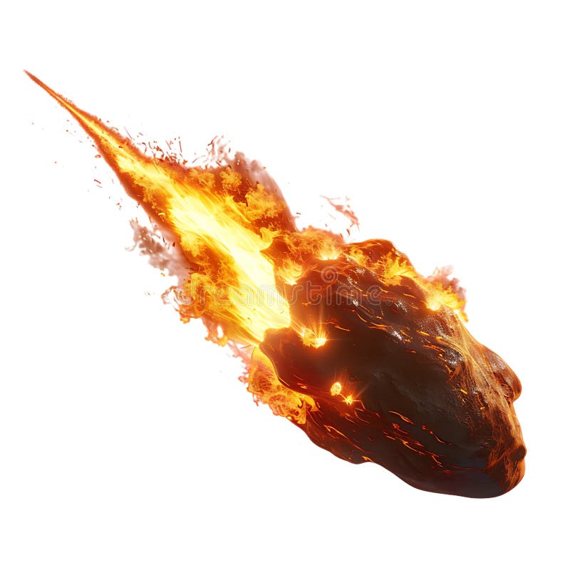 A Blazing Oval Shaped Meteor Isolated Against a Transparent Backdrop ...