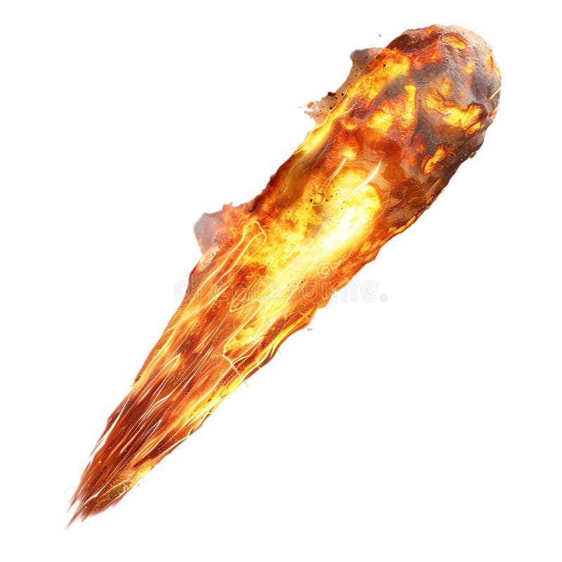 A Blazing Oval Shaped Meteor Isolated Against a Transparent Backdrop ...
