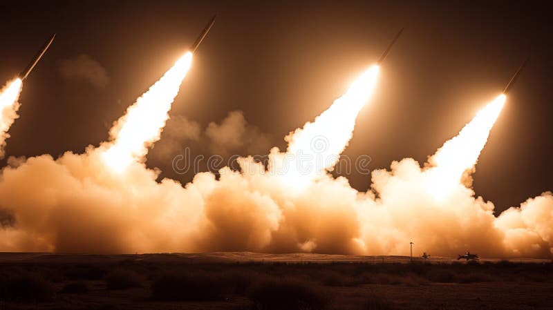 Dramatic Launch of Multiple Missiles Illuminating the Night Sky during ...