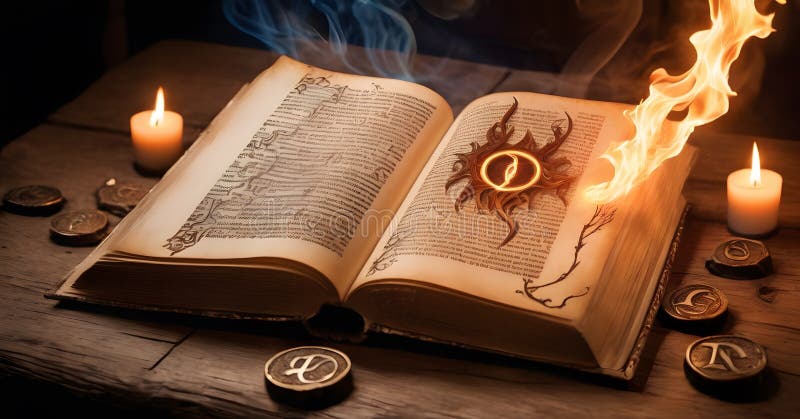 Blazing Rune Grimoire stock photo. Image of sorcery - 308675934