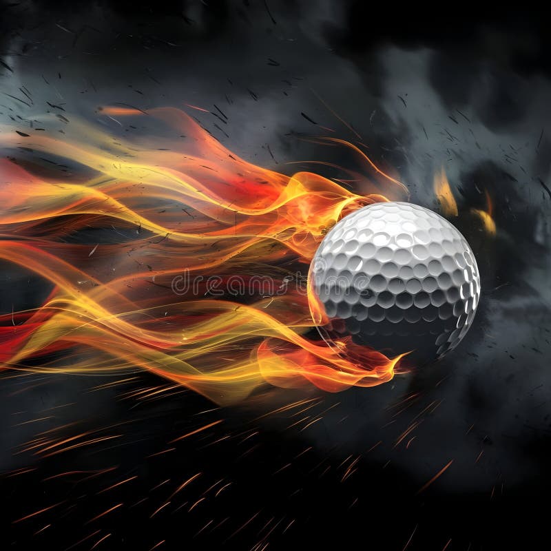 Blazing Speed: a Golf Ball Ignited in Motion Stock Illustration ...