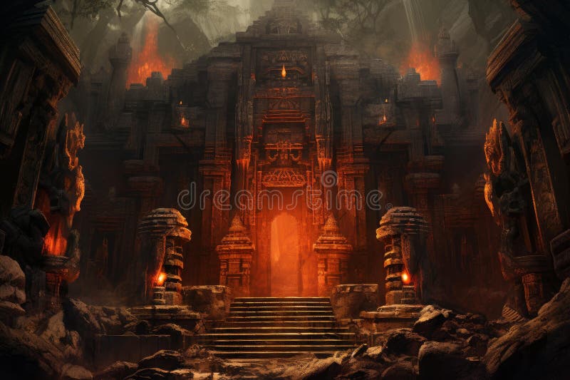 Blazing Temple of Doom Fire. Generate Ai Stock Illustration ... Blazing Temple of Doom Fire. Generate Ai Stock Illustration ...