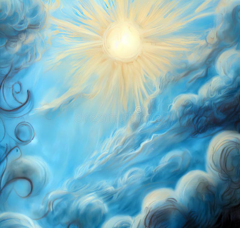 Blazing White Hot Sun in Blue Sky with Thin Clouds Stock Photo - Image ...