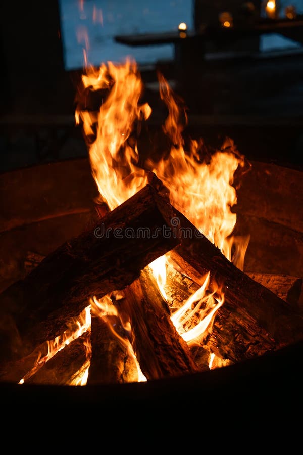 Blazing wood fire stock photo. Image of burning, danger - 136447032