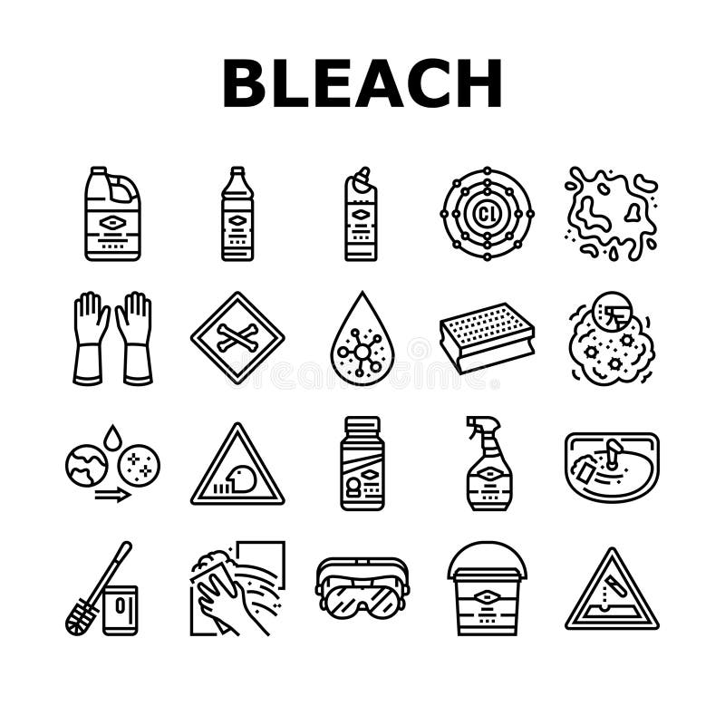 Bleach Disinfect Clean Germicide Icons Set Vector Stock Vector ...