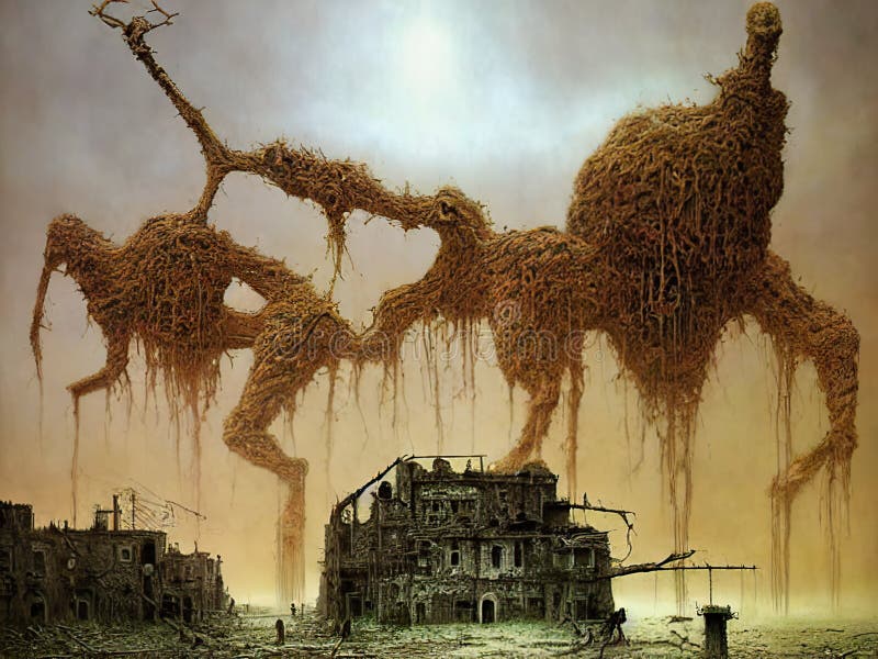 Bleak Dystopian Landscape. Surreal Background Stock Illustration ...