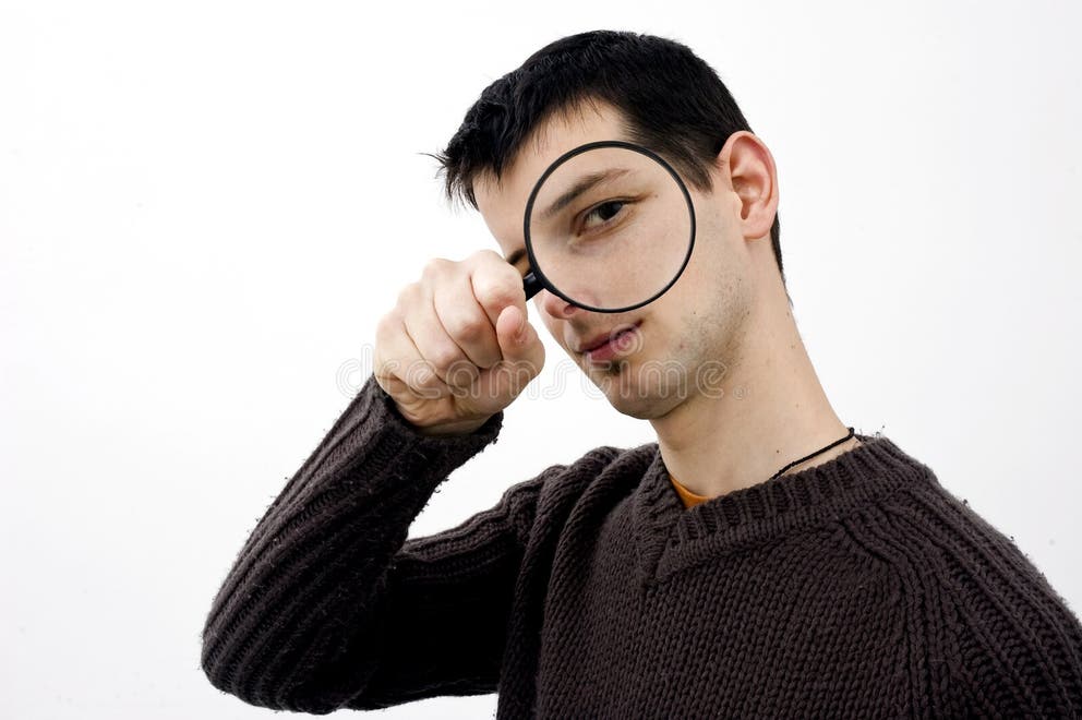 Bleak smile with loupe stock image. Image of holding - 12415581