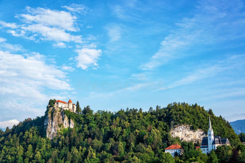 Bled Castle View stock image. Image of alps, lake, historical - 396548971
