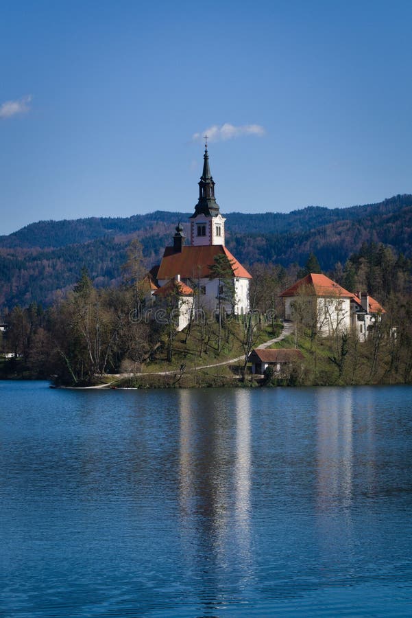 Bled Lake Church in Perfect Light Stock Photo - Image of reflection ...
